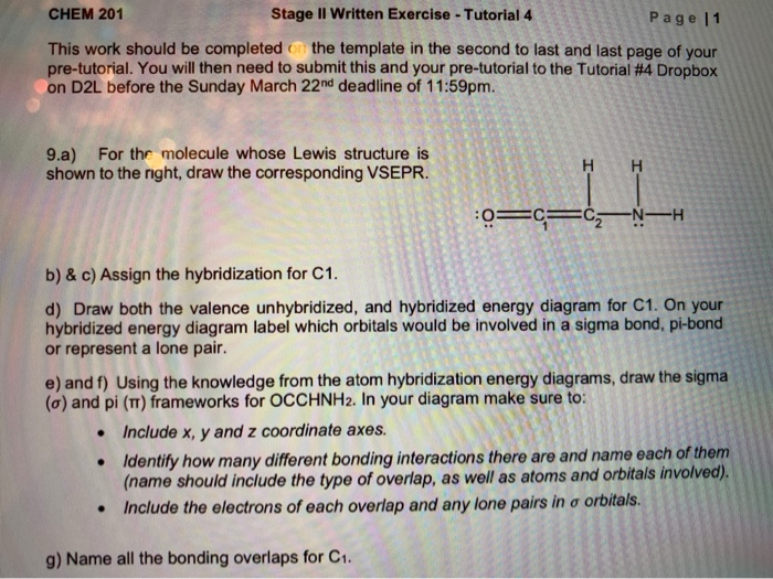 Solved CHEM 201 Stage II Written Exercise - Tutorial 4 Page | Chegg.com