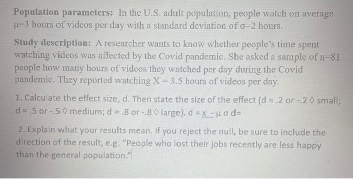 Solved Population Parameters In The U S Adult Population