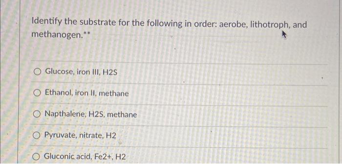 Solved Identify the substrate for the following in order: | Chegg.com