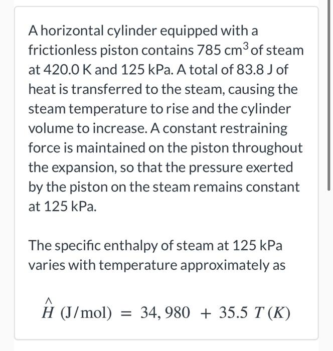 Solved A horizontal cylinder equipped with a frictionless | Chegg.com