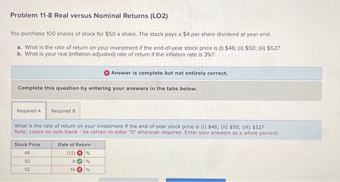 Solved Problem 11-8 Real versus Nominal Returns (LO2) You | Chegg.com