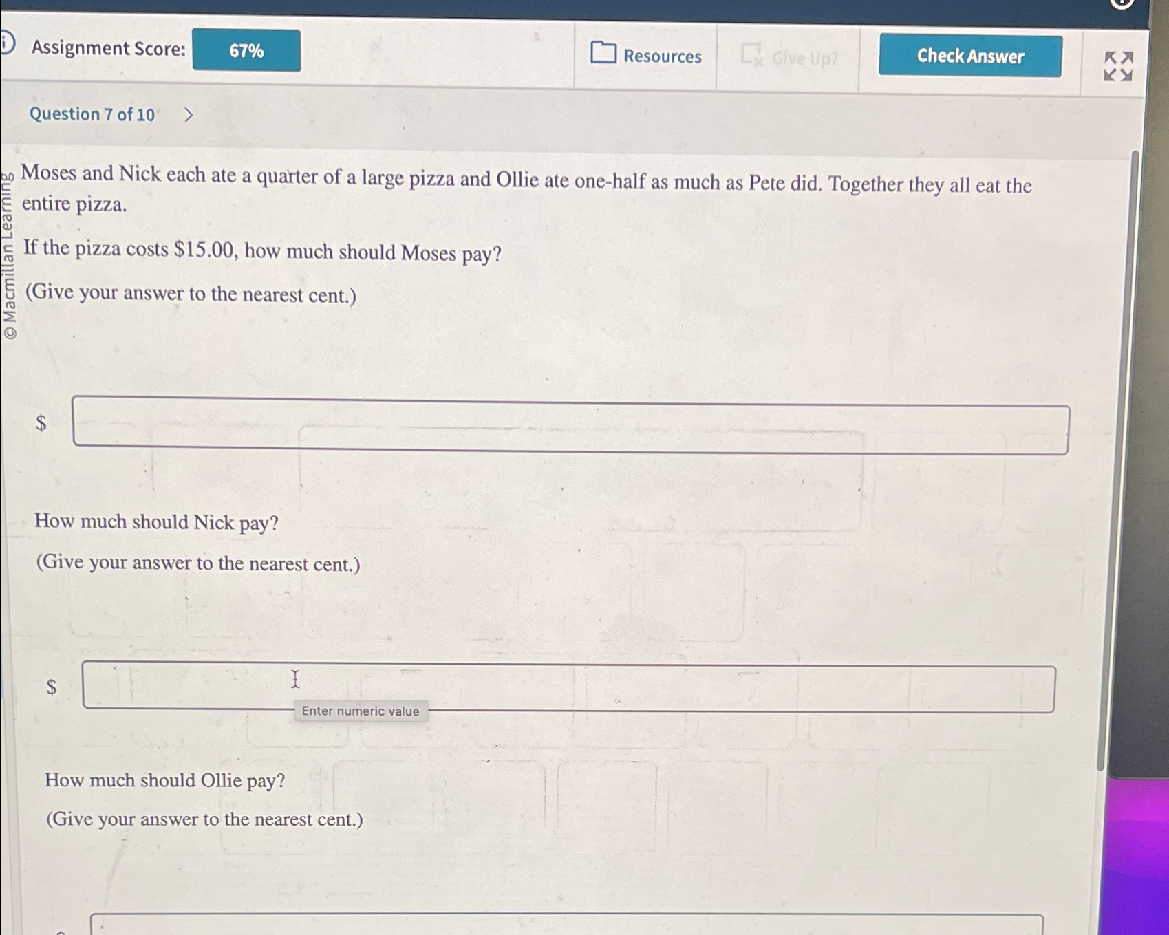 Solved Assignment Score:ResourcesGive UpiQuestion 7 ﻿of | Chegg.com