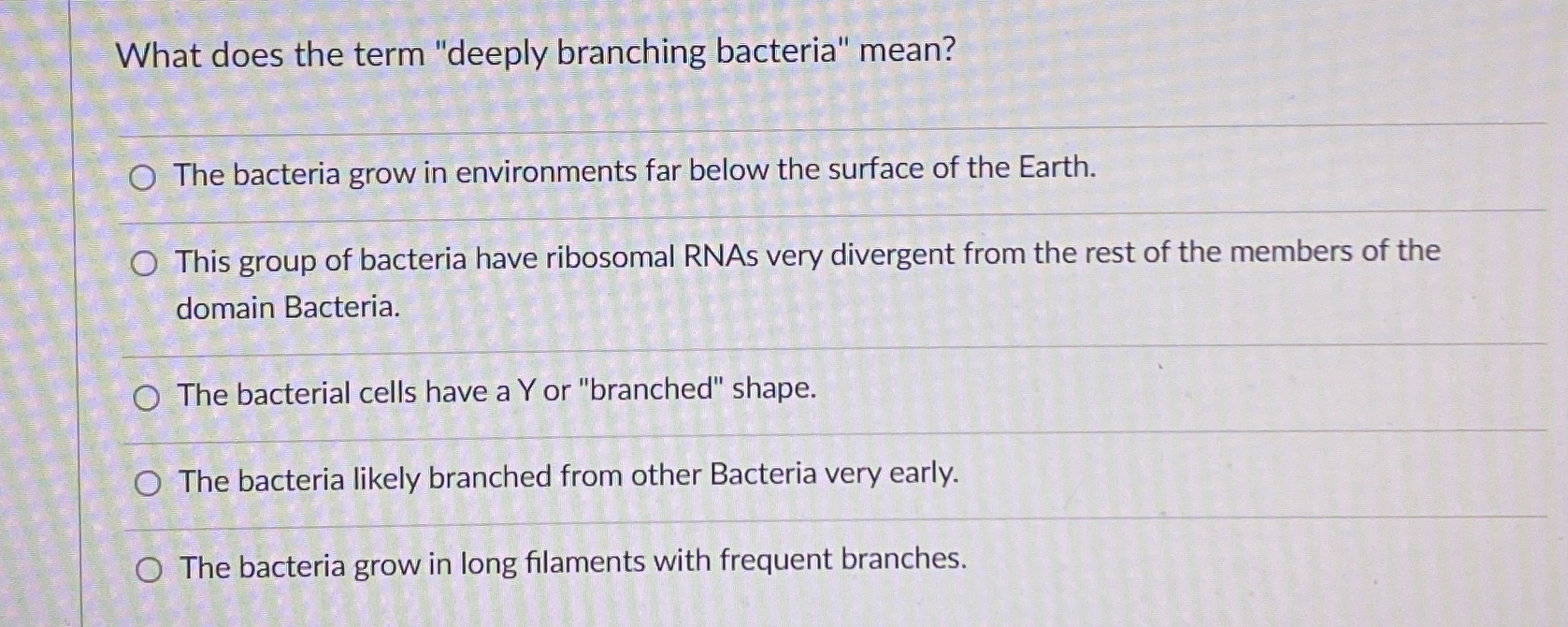 Solved What does the term "deeply branching bacteria" | Chegg.com