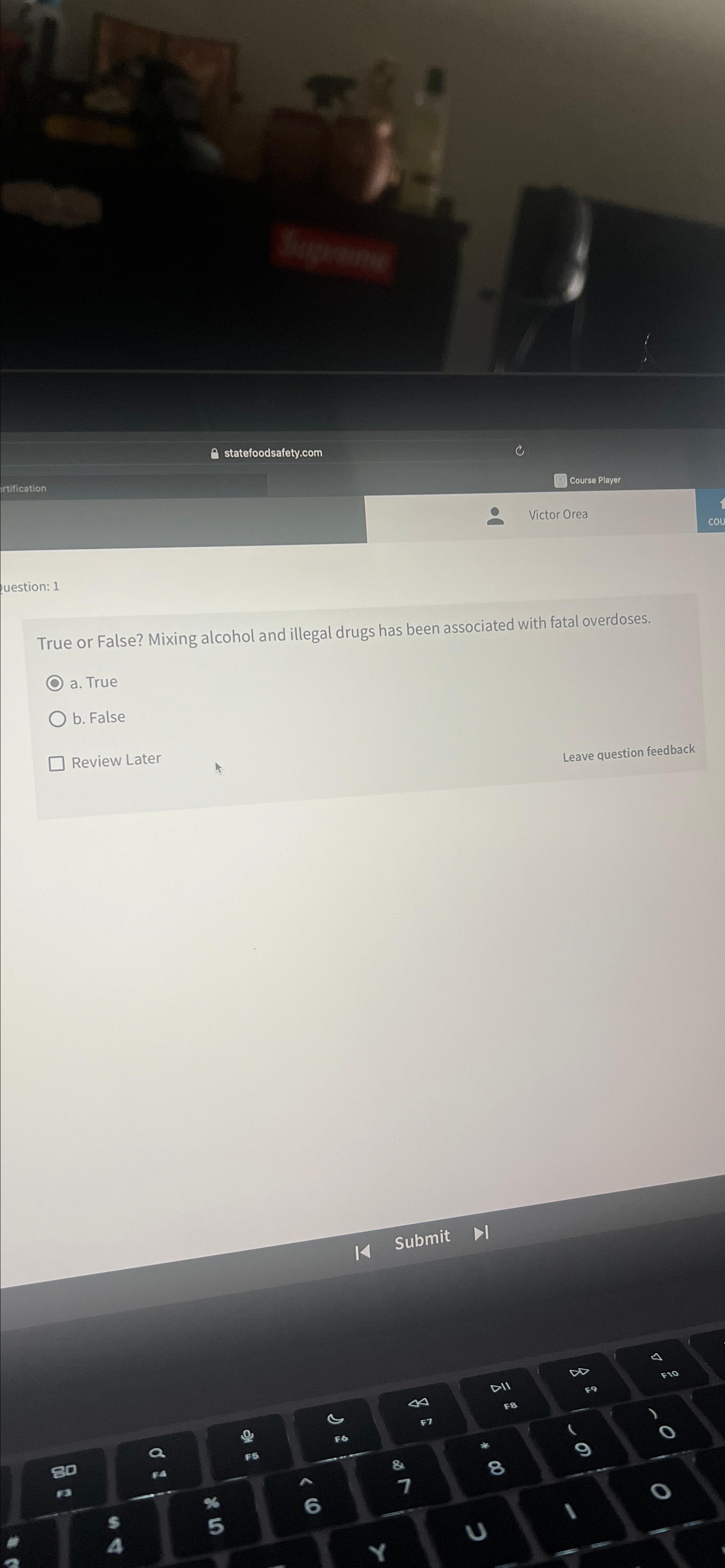 Solved statefoodsafety.comC.IrtificationCourse PlayerVictor | Chegg.com