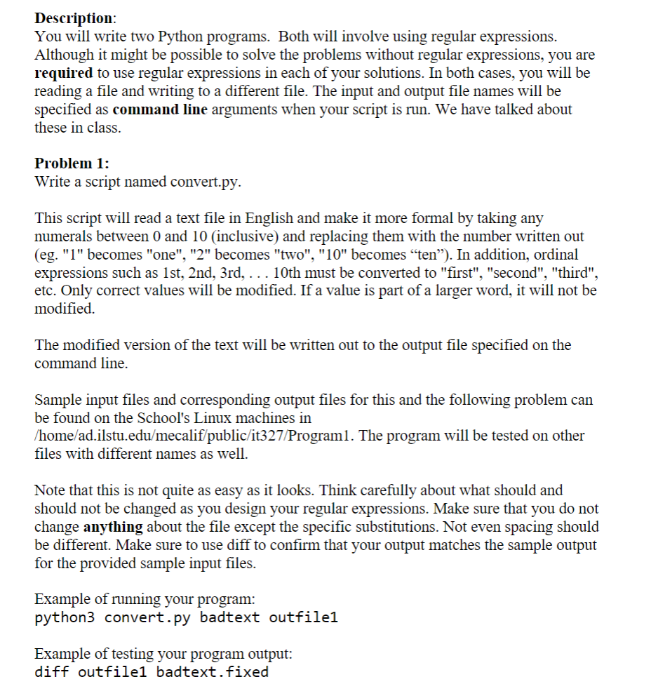 Problem 1:Write a script named convert.py.This script | Chegg.com