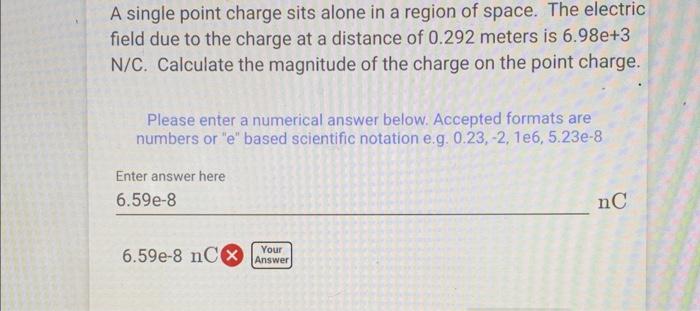Solved A single point charge sits alone in a region of | Chegg.com