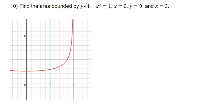 Solved Find the area bounded by y4-x22=1,x=0,y=0, ﻿and x=2. | Chegg.com