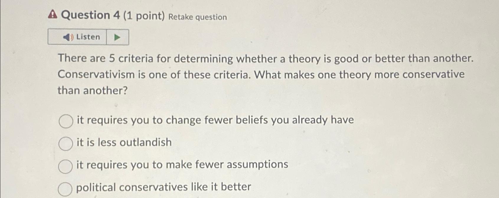 Solved Question 4 (1 ﻿point) ﻿Retake questionListenThere are | Chegg.com