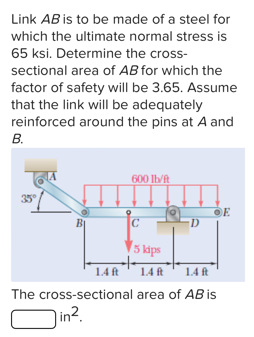 Solved Link AB ﻿is to be made of a steel for which the | Chegg.com