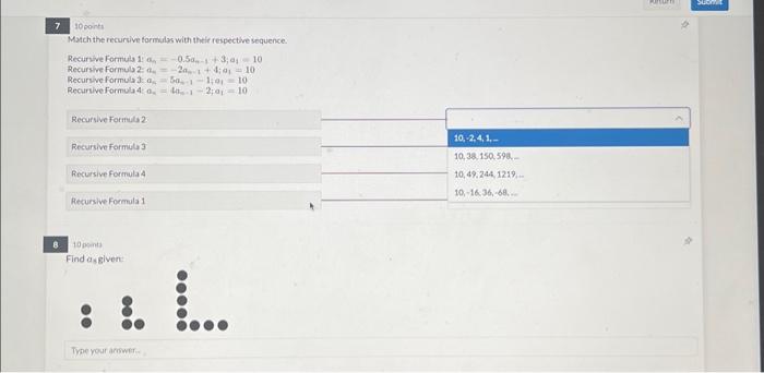 Solved Match the recursive formulas with theit respectire | Chegg.com
