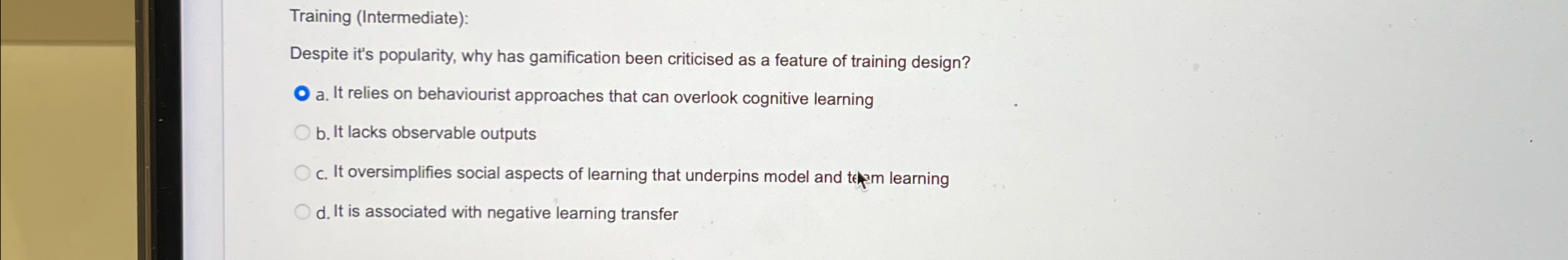 Solved Training (Intermediate):Despite it's popularity, why | Chegg.com
