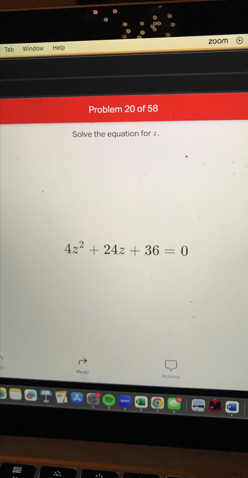Solved Problem 20 ﻿of 58Solve the equation for | Chegg.com
