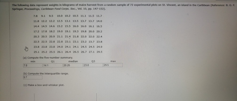 Solved The following data represent weights in kilograms of | Chegg.com