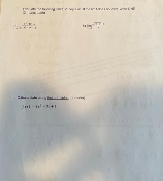 Solved 3. Evaluate the following limits, if they exist. If | Chegg.com