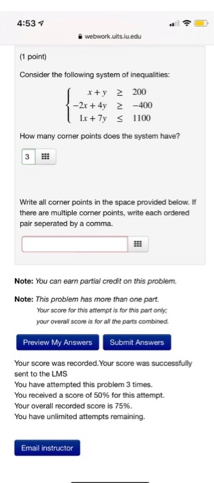 Solved 4:531 webwork uits.iu.edu (1 point) Consider the | Chegg.com