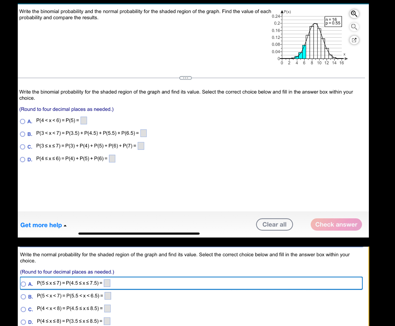 Solved Write the binomial probability and the normal | Chegg.com