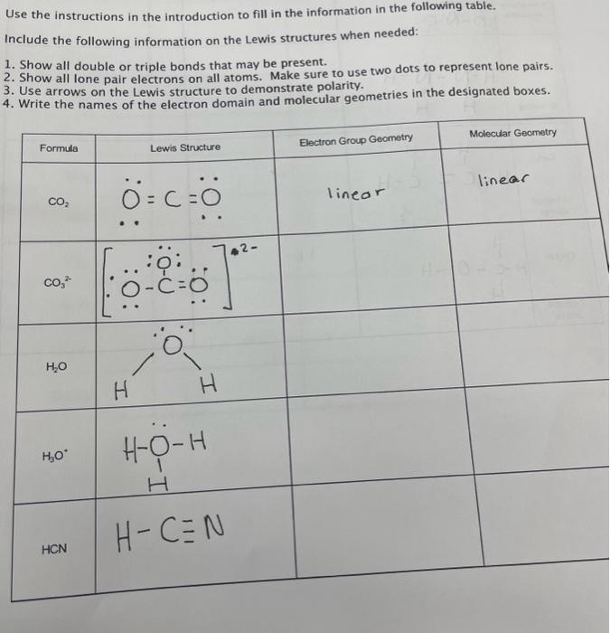 Solved Use the instructions in the introduction to fill in | Chegg.com