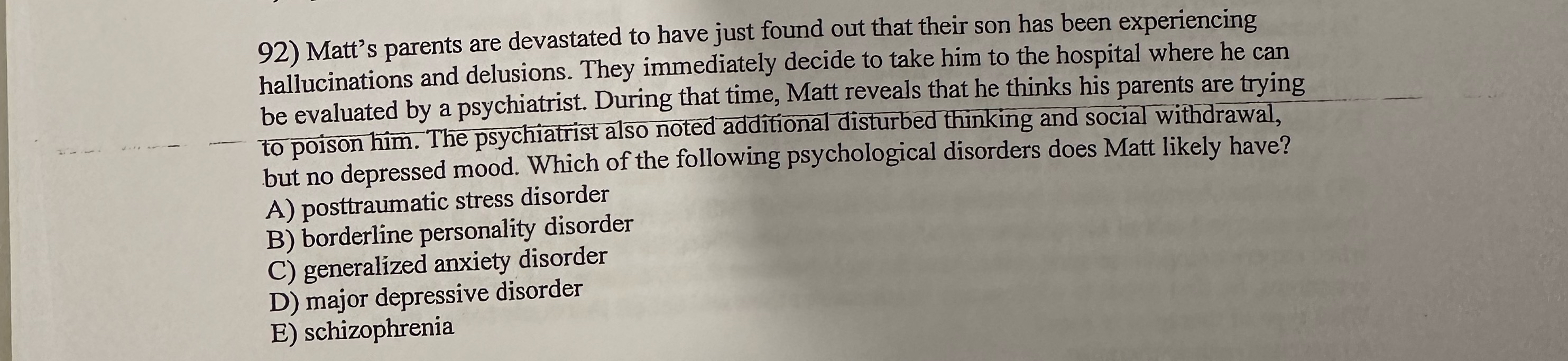 Solved Matt's parents are devastated to have just found out | Chegg.com