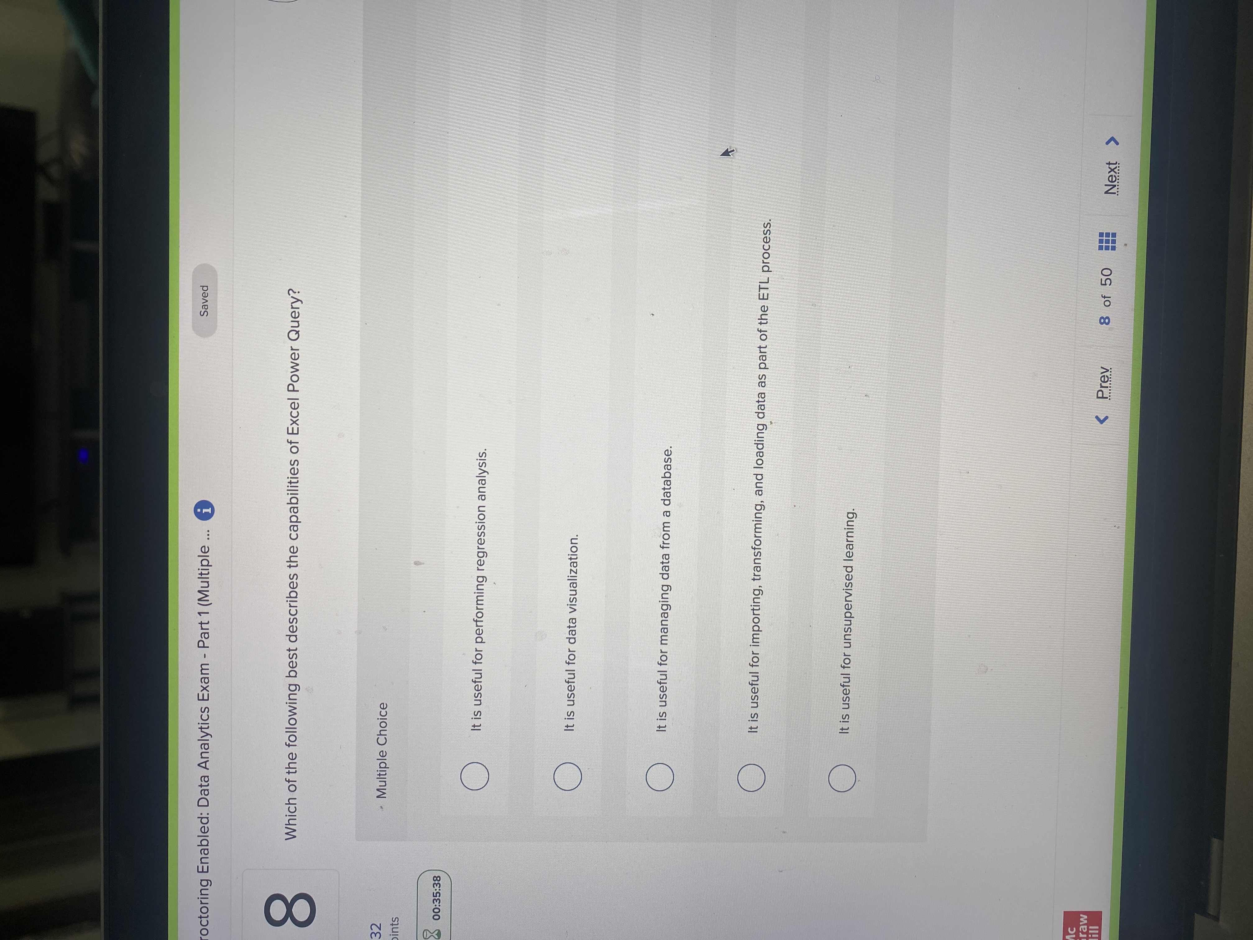 Solved roctoring Enabled: Data Analytics Exam - ﻿Part | Chegg.com