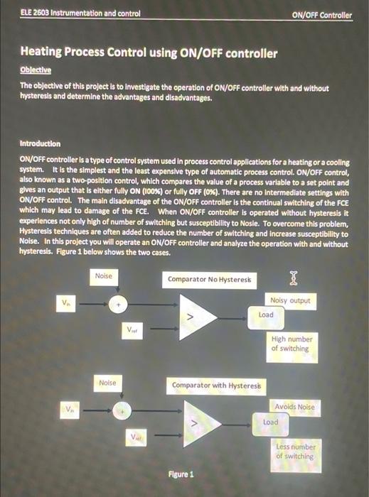Solved ELE 2603 Instrumentation and control ON/OFF | Chegg.com
