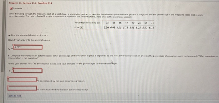 Solved Chapter 13, Section 13.2, Problem 034 E incorrect. | Chegg.com
