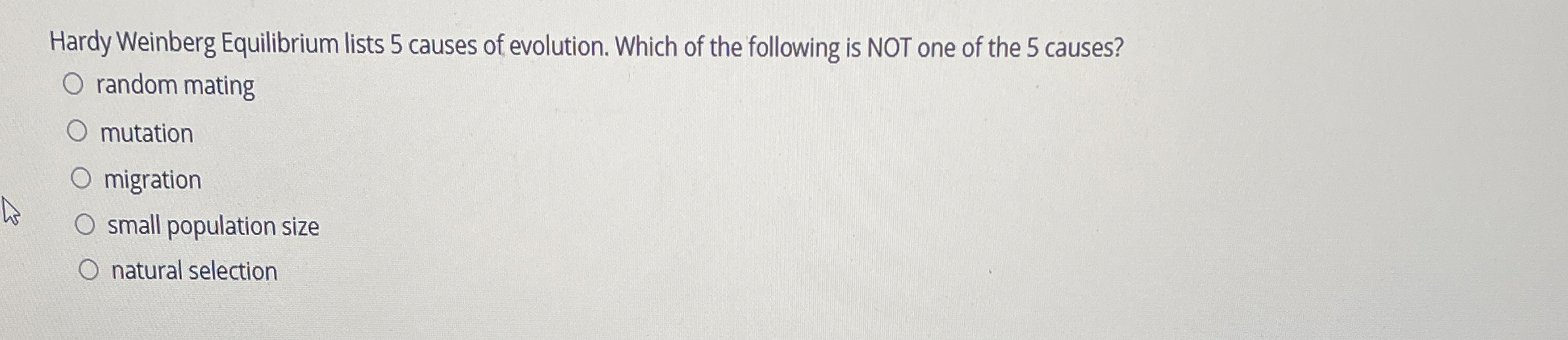 Solved Hardy Weinberg Equilibrium lists 5 ﻿causes of | Chegg.com