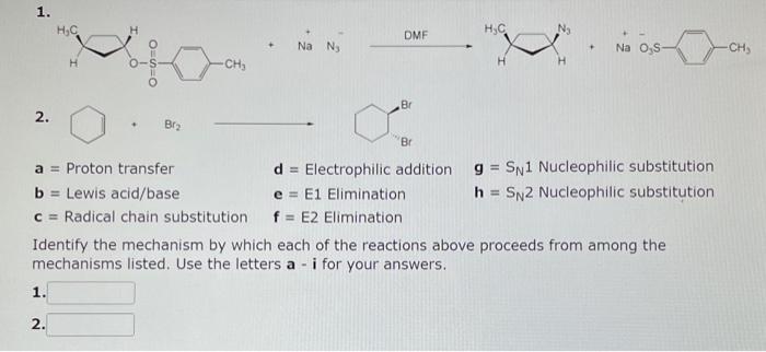 Solved 2. a= Proton transfer d= Electrophilic addition g=SN1 | Chegg.com