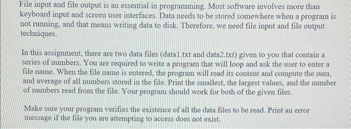 Solved In This Assignment There Are Two Data Files