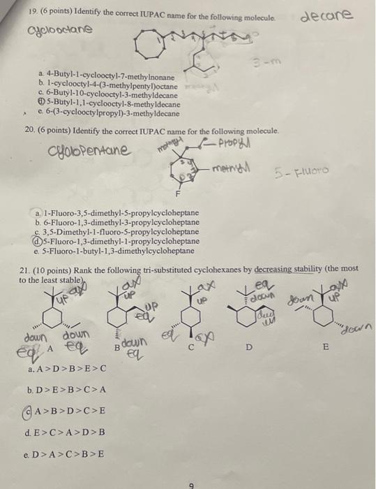 Solved 19. (6 points) Identify the correct IUPAC name for | Chegg.com