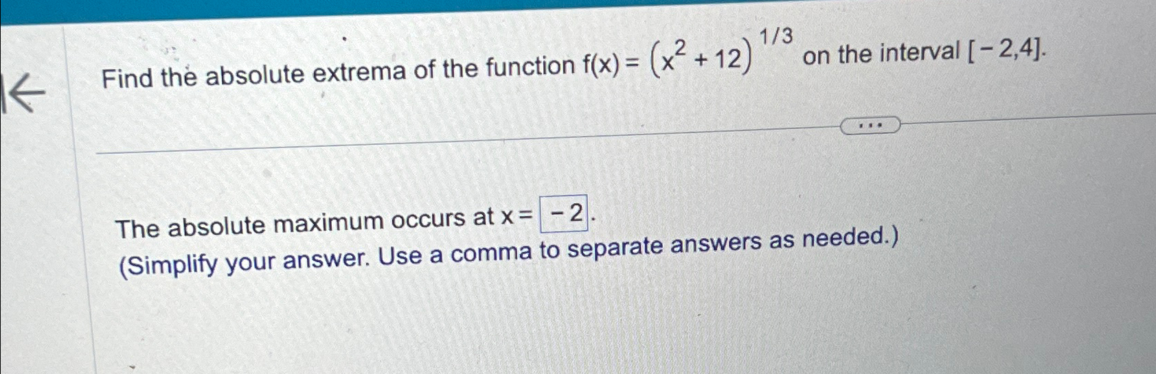 Solved Find the absolute extrema of the function | Chegg.com