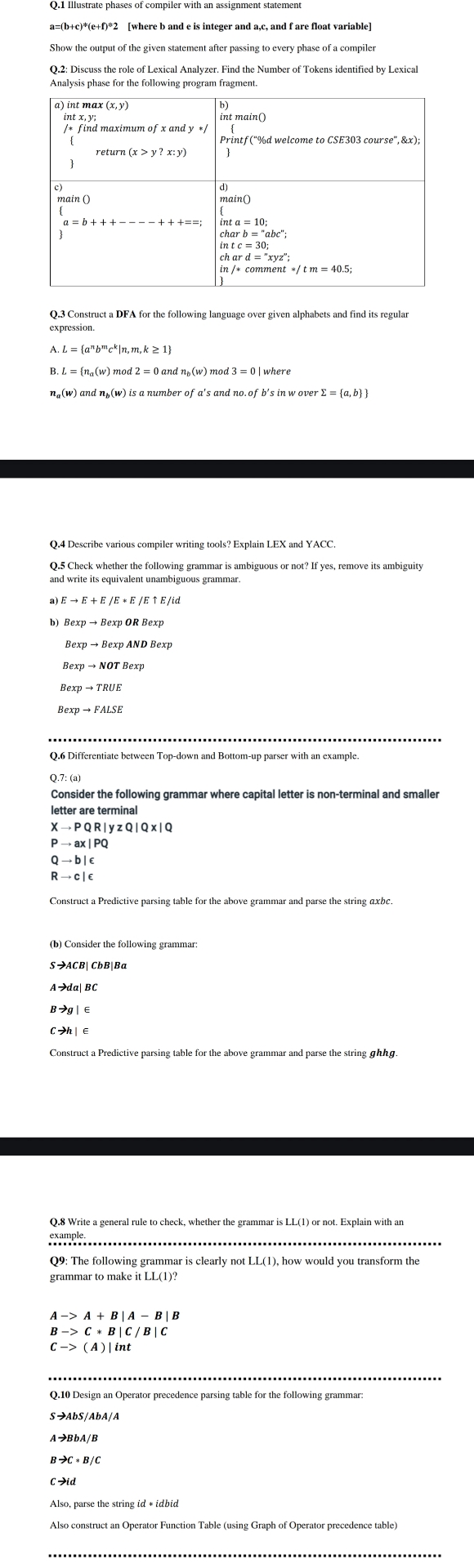 Please solve all the questions on paper ,showing | Chegg.com