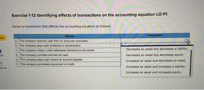Solved Exercise 1 12 Identifying Effects Of Transactions On