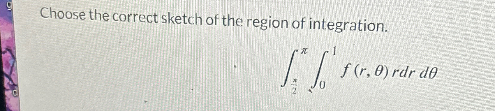Solved Choose the correct sketch of the region of | Chegg.com