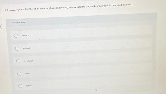 Solved ln3 organization, there's an equal emphasis on | Chegg.com