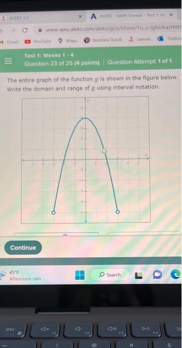 Solved The entire graph of the function g is shown in the | Chegg.com