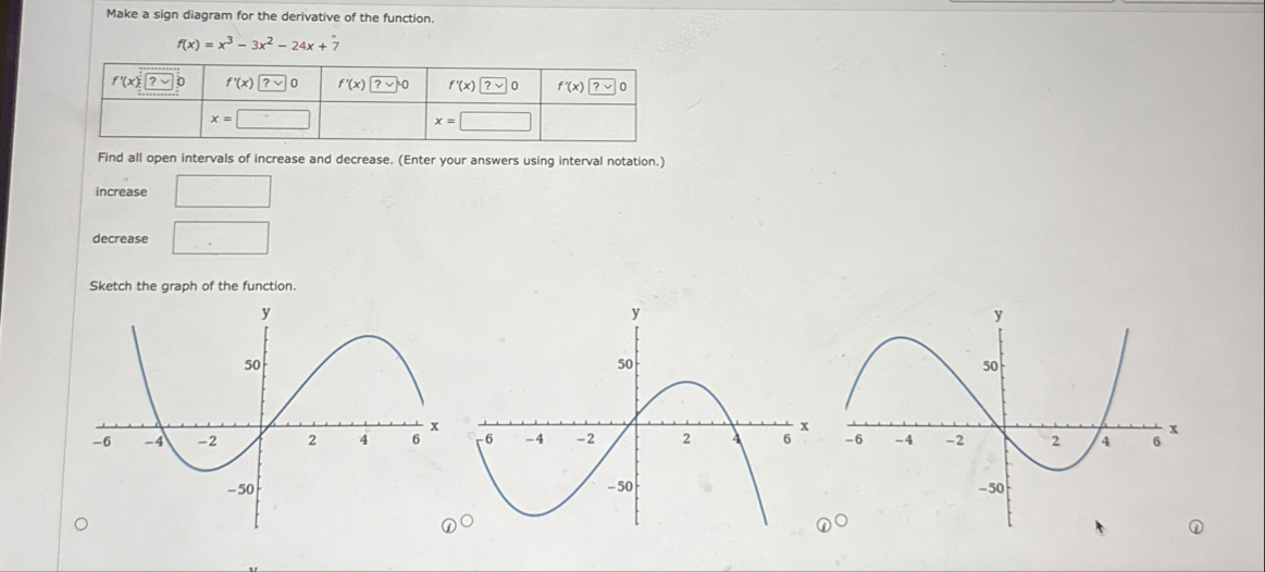 Make a sign diagram for the derivative of the | Chegg.com