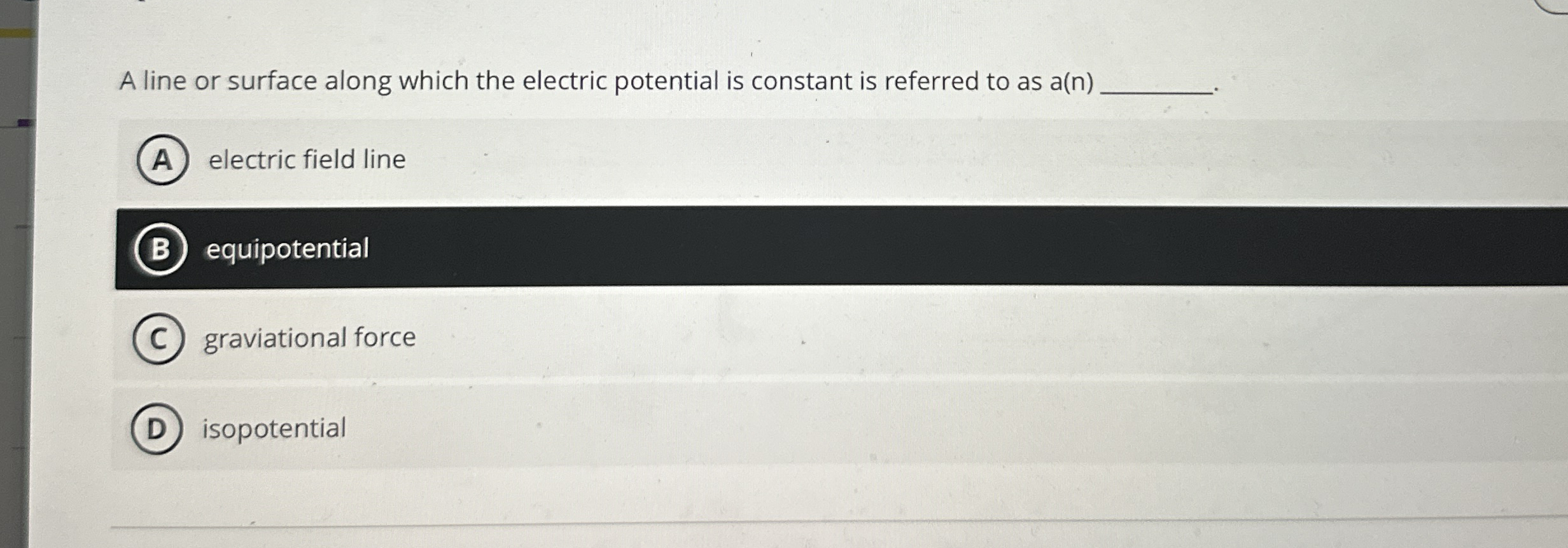 A line or surface along which the electric potential | Chegg.com