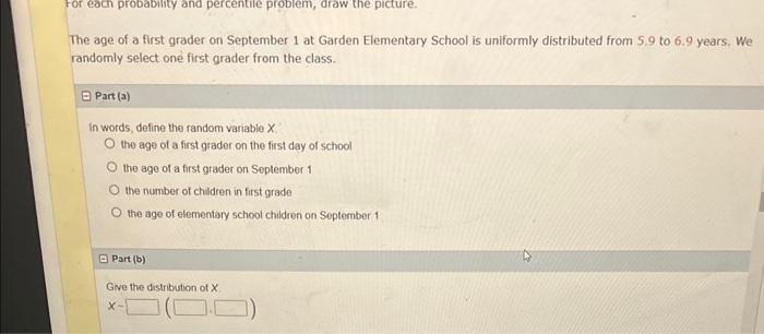 Solved The age of a first grader on September 1 at Garden | Chegg.com
