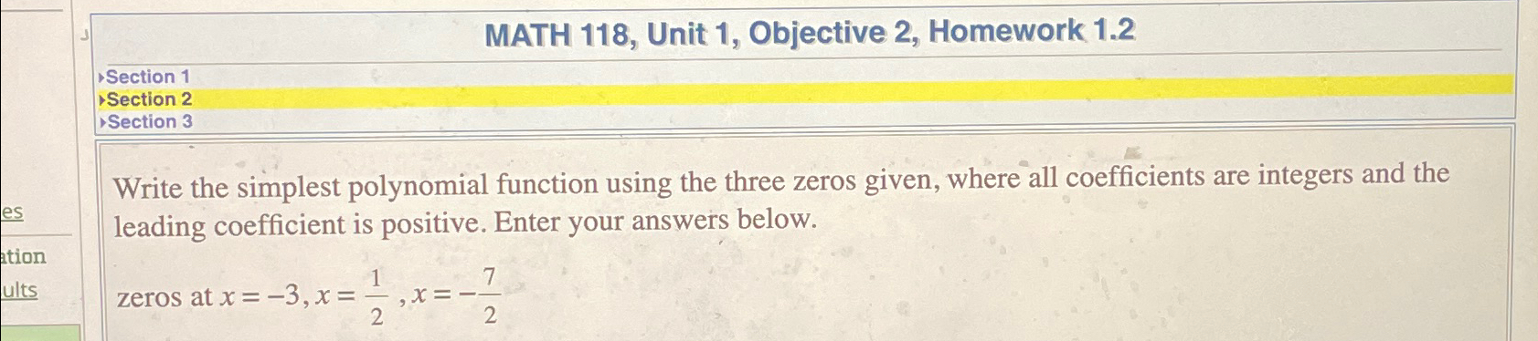Solved Math 118 ﻿unit 1 ﻿objective 2 ﻿homework 1 2section