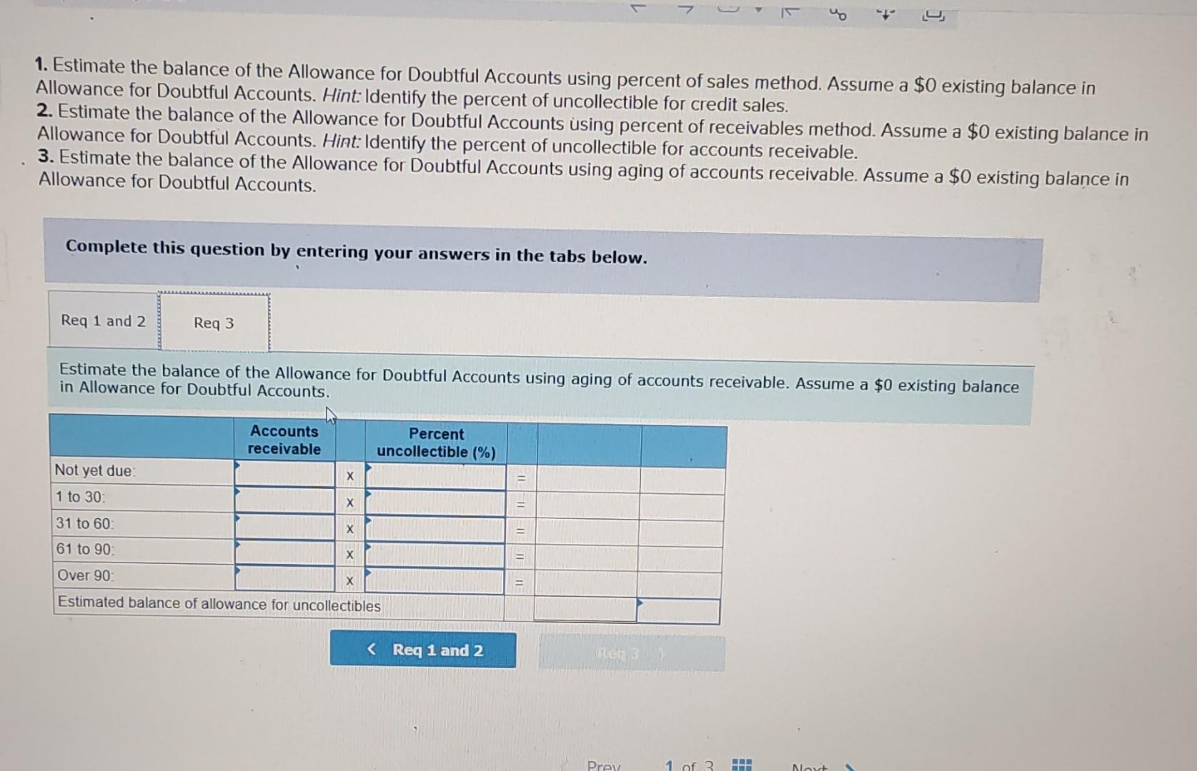 Solved 1. Estimate the balance of the Allowance for Doubtful | Chegg.com
