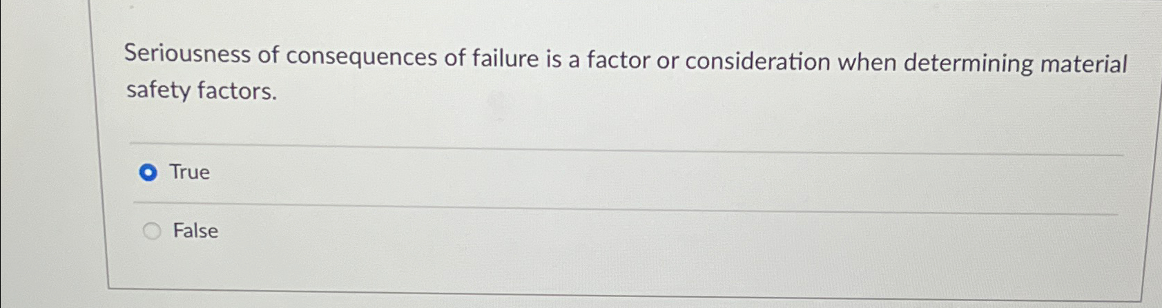 Solved Seriousness of consequences of failure is a factor or | Chegg.com