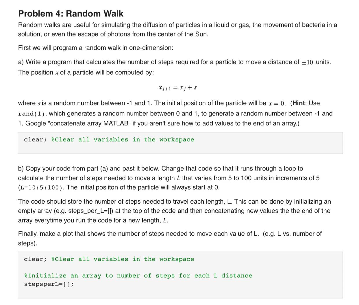 Solved Problem 4: Random WalkRandom walks are useful for | Chegg.com