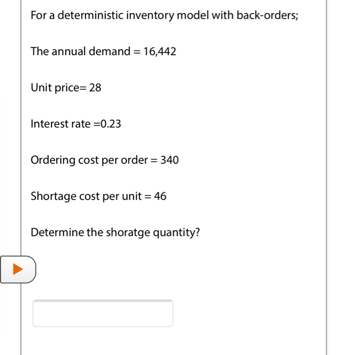 Solved For a deterministic inventory model with back-orders; | Chegg.com
