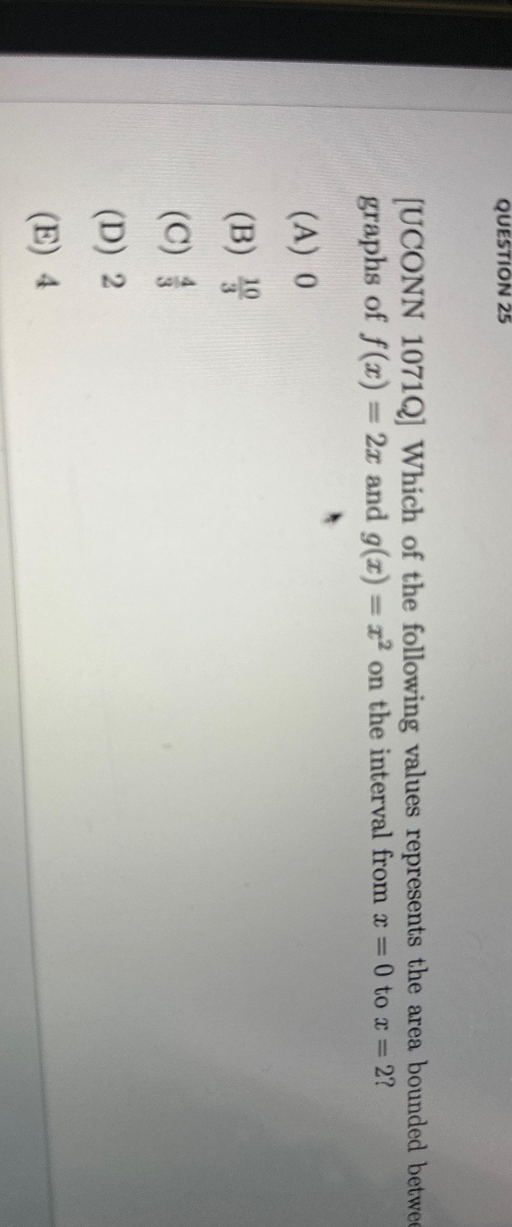 Solved [UCONN 1071Q] ﻿Which of the following values | Chegg.com