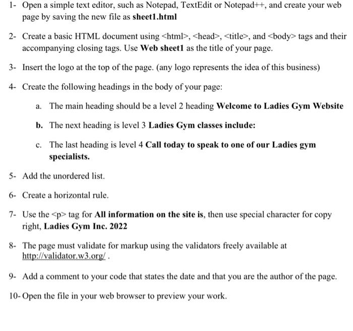Solved 1- Open a simple text editor, such as Notepad, | Chegg.com