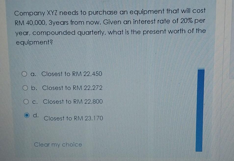 Solved Company XYZ needs to purchase an equipment that will | Chegg.com