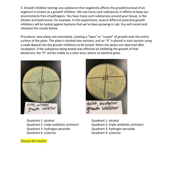 5. Growth inhibitor testing: any substance that | Chegg.com