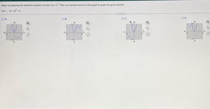 Solved Begin by graphing the standard quadratic function xx? | Chegg.com