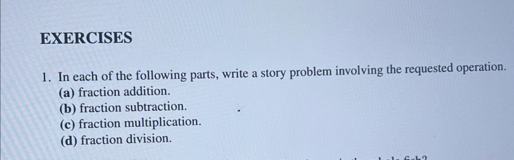 Solved EXERCISESIn each of the following parts, write a | Chegg.com