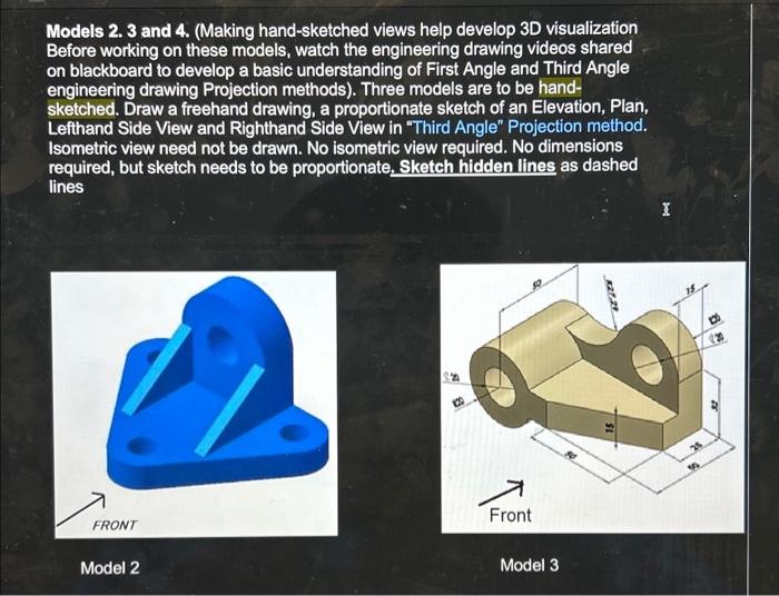 Solved Models 2.3 and 4. (Making hand-sketched views help | Chegg.com